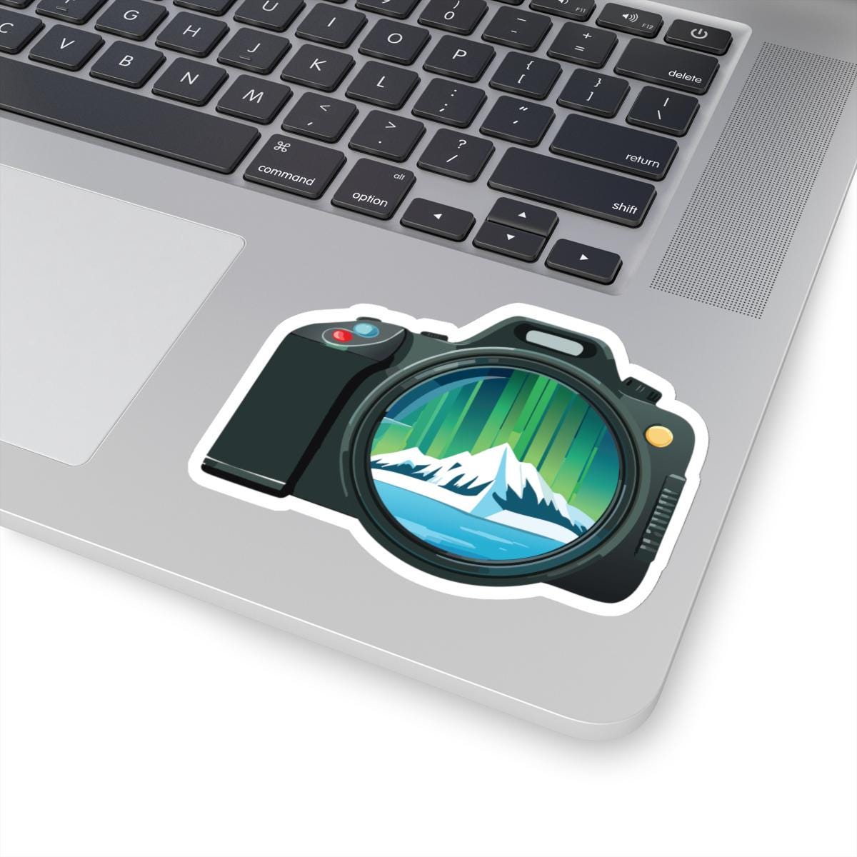 Northern Lights DSLR Camera Kiss-cut Stickers, Snowy Mountain Stickers ...