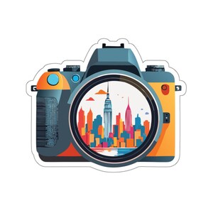 Stickers, Digital Camera With City Skyline Lens, Photography Sticker ...