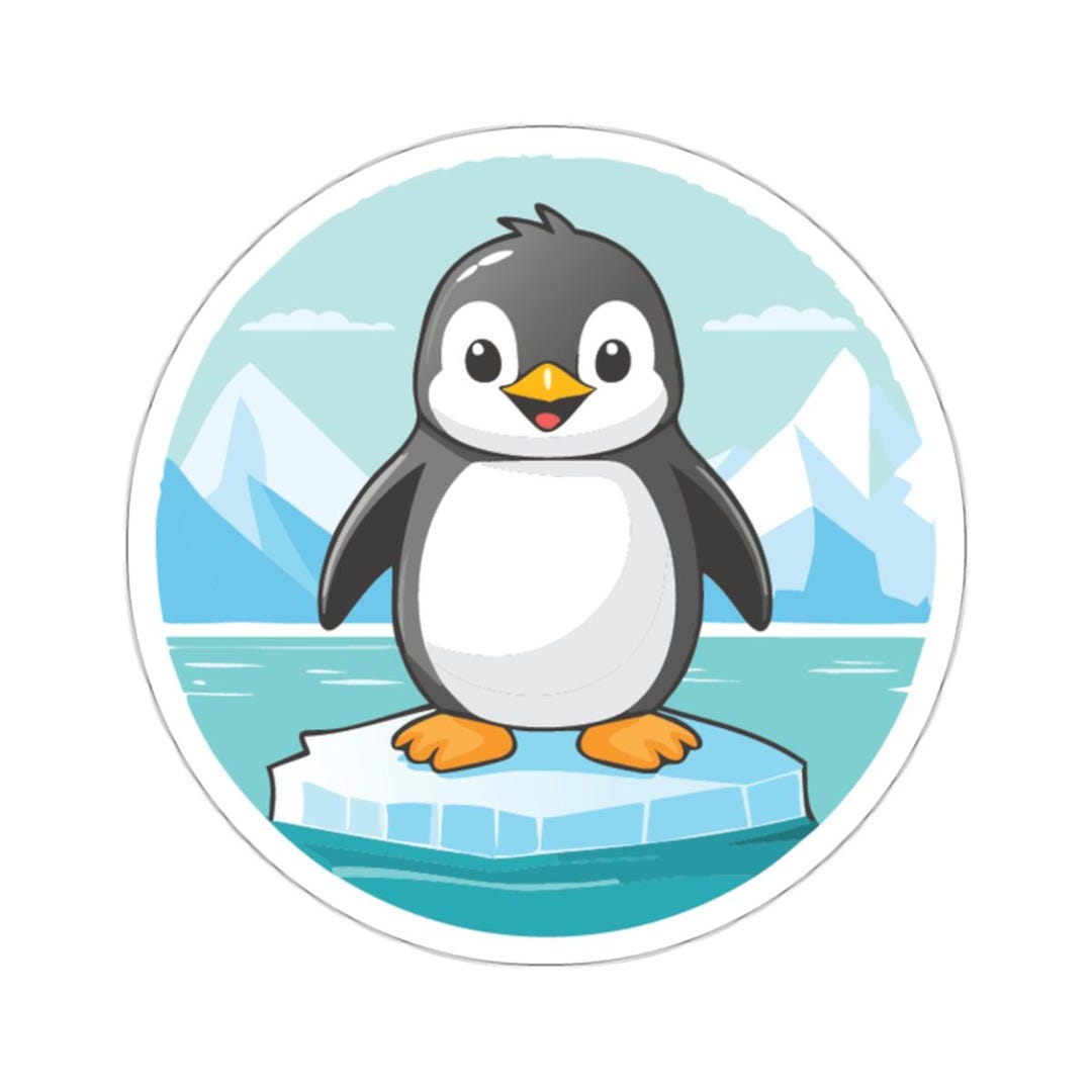 Penguin on Iceberg Sticker Adorable Penguin Vinyl Decal for Arctic ...