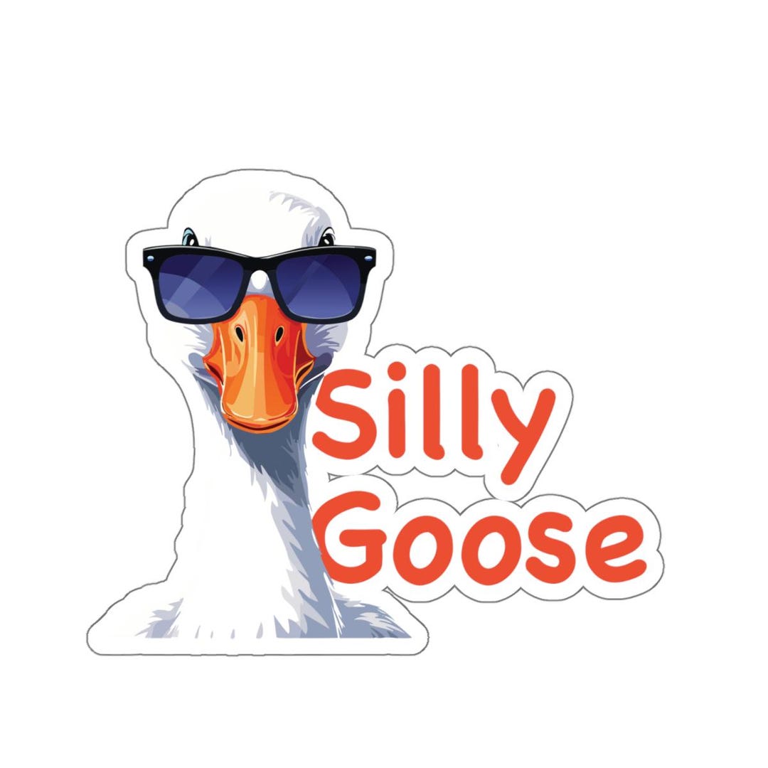 Silly Goose Kiss-cut Sticker, Funny Animal Decal, Cool Goose in ...
