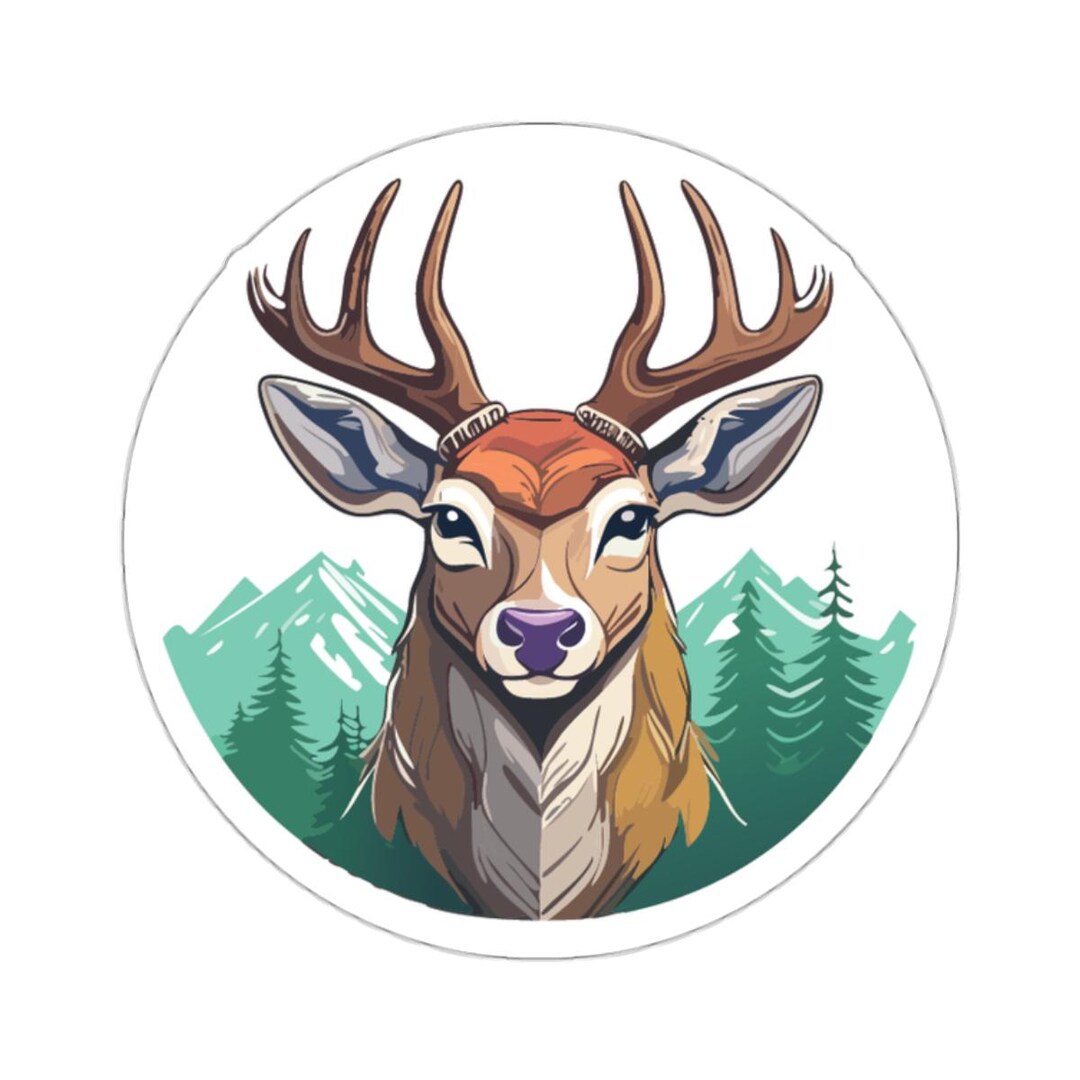 Deer Head Sticker - Elegant Deer Vinyl Decal for Wildlife & Nature ...