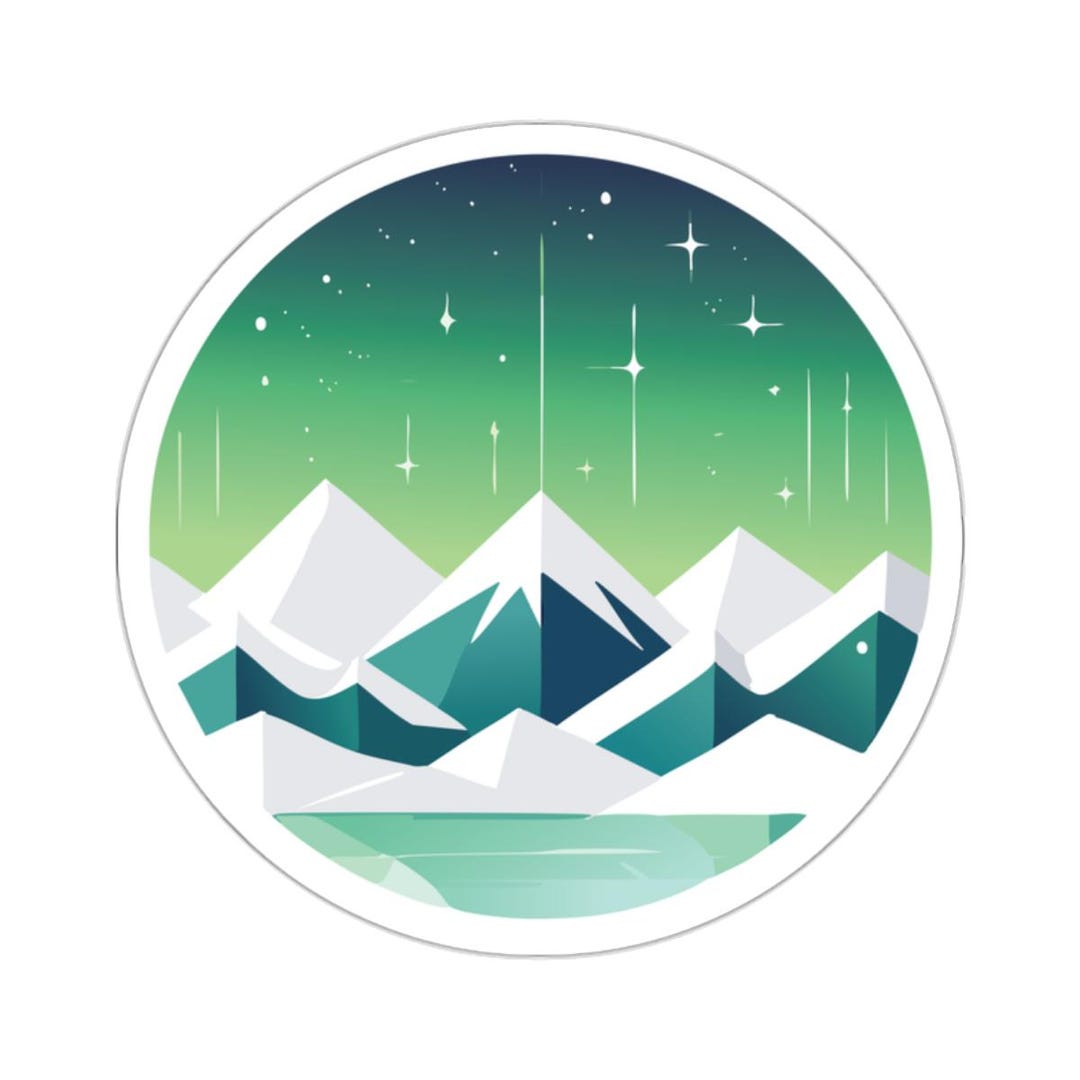 Northern Lights Stickers, Aurora Borealis Decals, Mountain Range ...