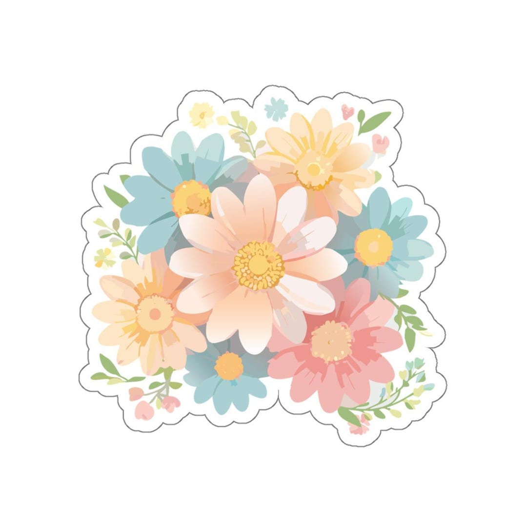 Daisy Stickers, Floral Stickers, Pastel Daisy Stickers, Sticker Sheet ...