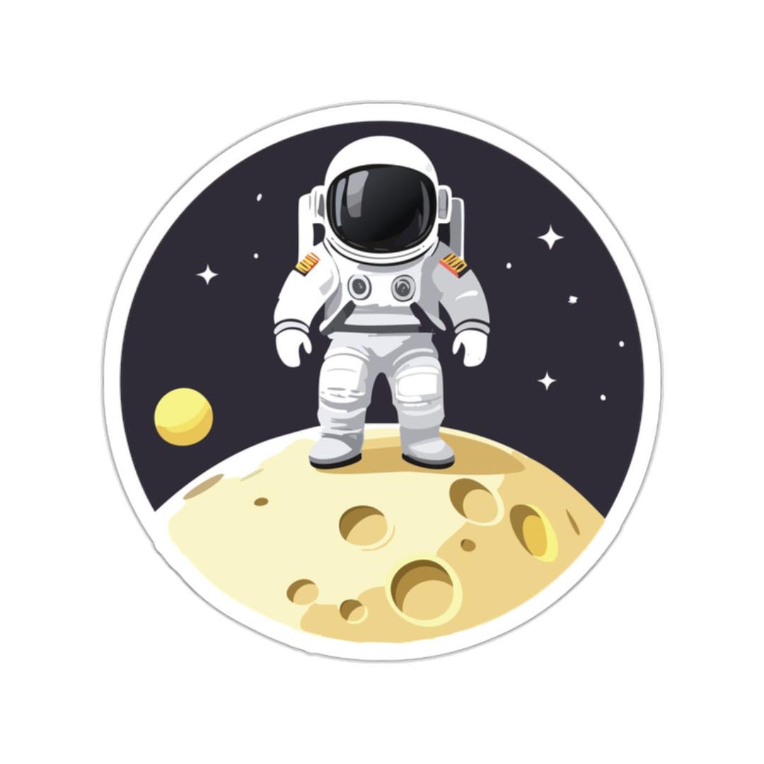 Astronaut on the Moon Sticker Historic Moon Landing Vinyl Decal for ...
