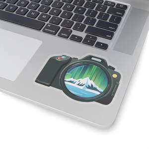Northern Lights DSLR Camera Kiss-cut Stickers, Snowy Mountain Stickers ...
