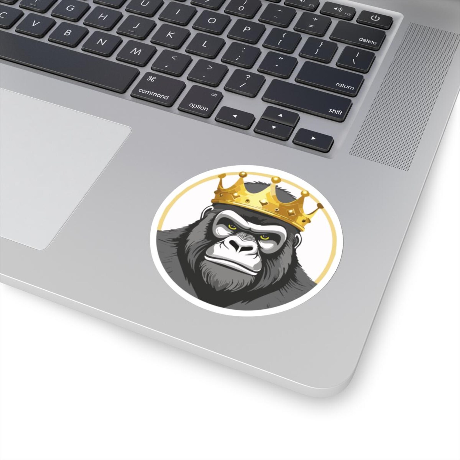 Gorilla Wearing a Golden Crown Sticker Boss Gorilla Vinyl Decal for ...