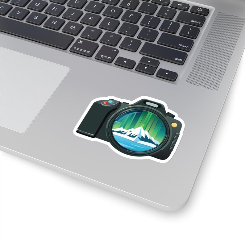Northern Lights DSLR Camera Kiss-cut Stickers, Snowy Mountain Stickers ...