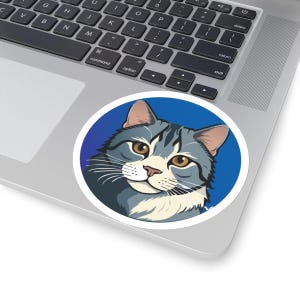 Cat's Head Sticker Cute Feline Vinyl Decal for Cat Lovers Perfect for ...
