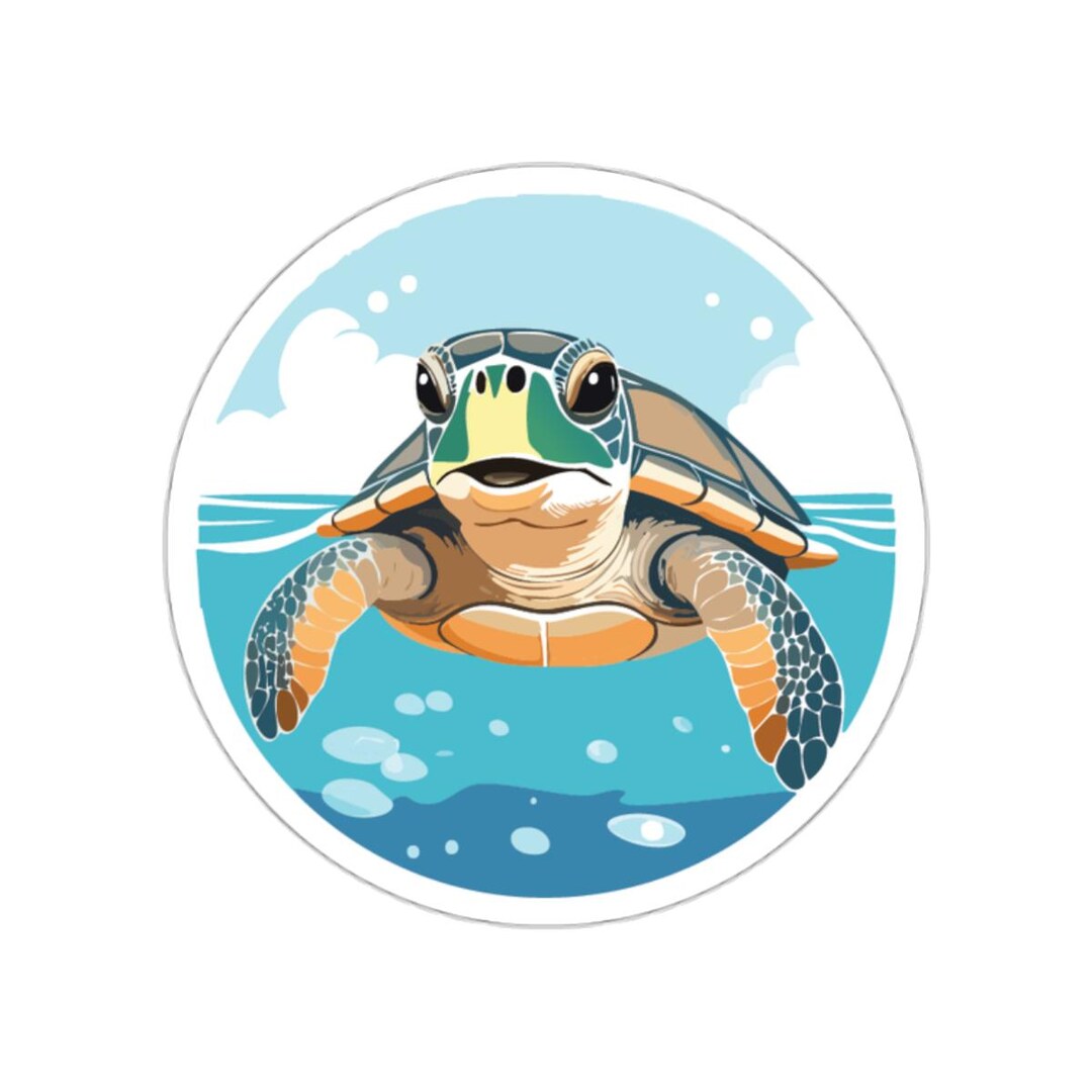 Turtle Swimming in the Ocean Sticker Serene Marine Vinyl Decal for ...
