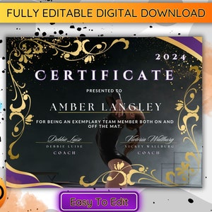 Editable Gymnastics Certificate, Gymnastics Trophy, Team Award ...