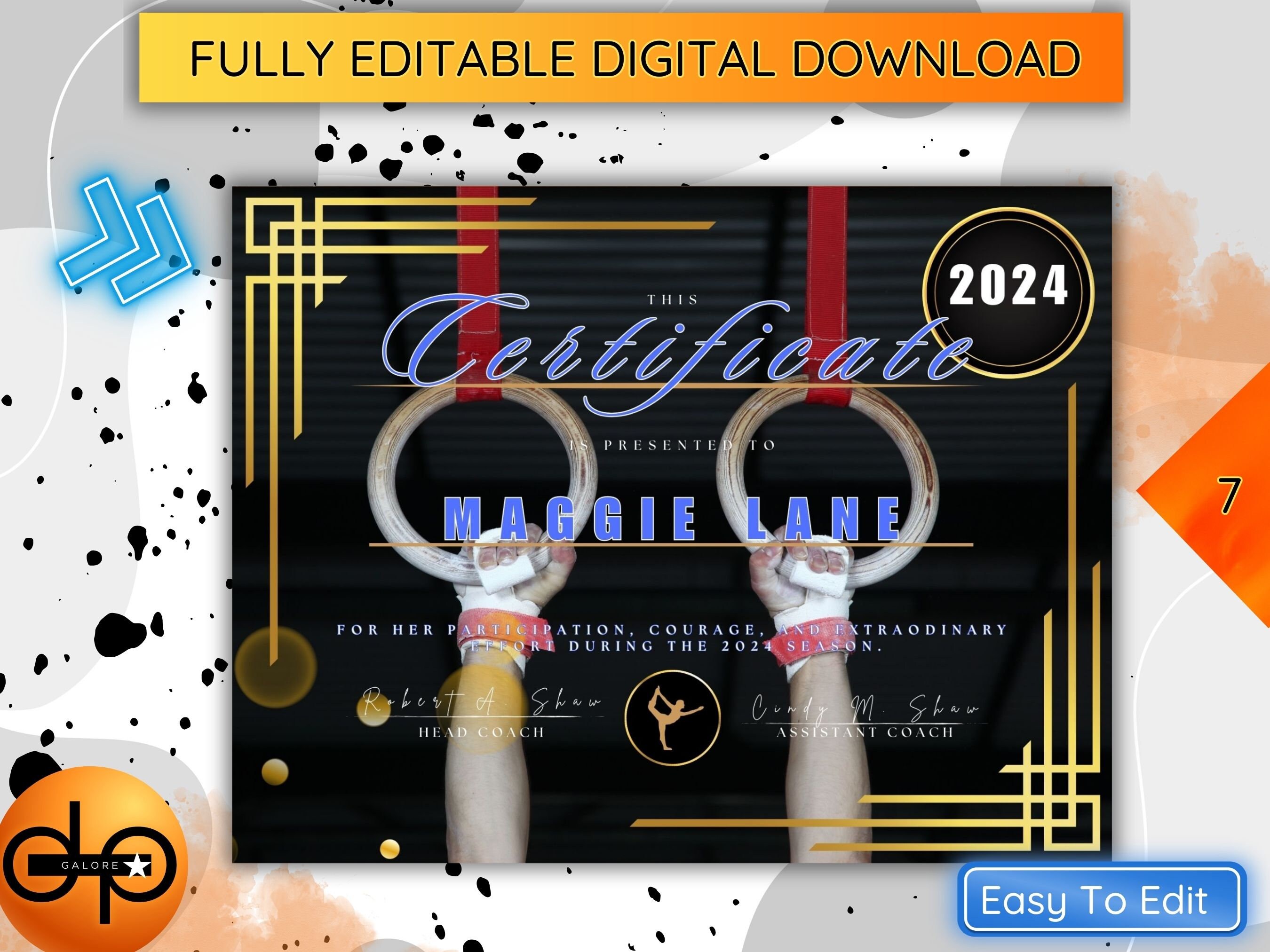 Editable Gymnastics Certificate, Gymnastics Trophy, Team Award ...