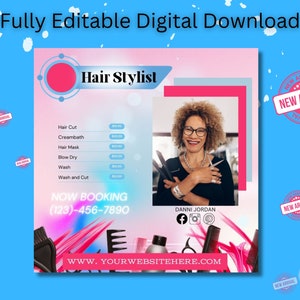 Hair Stylist Flyer Editable Digital Download Business Advertising ...