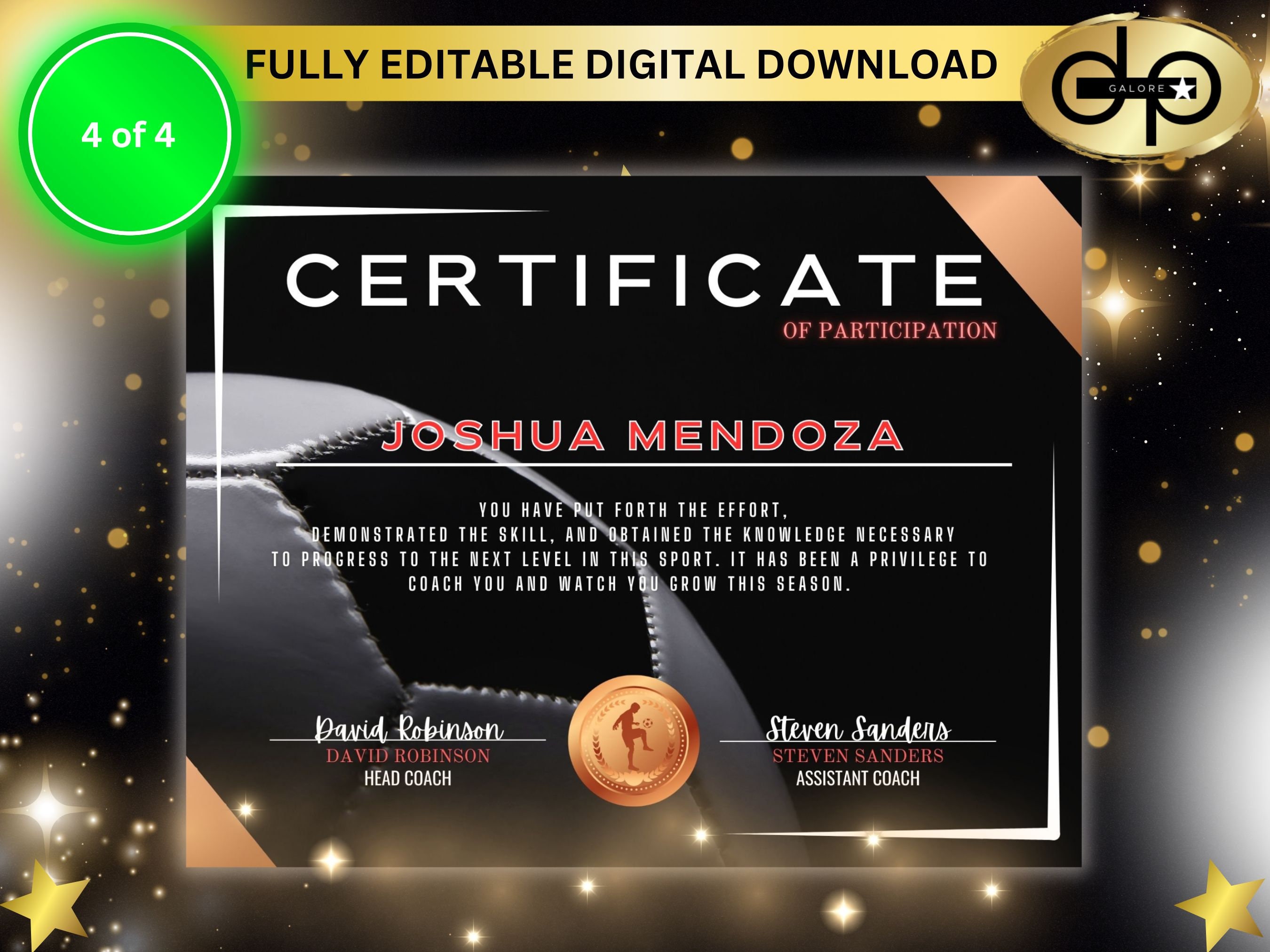 Editable Soccer Certificate, Soccer Award, Soccer Team Award, Canva ...