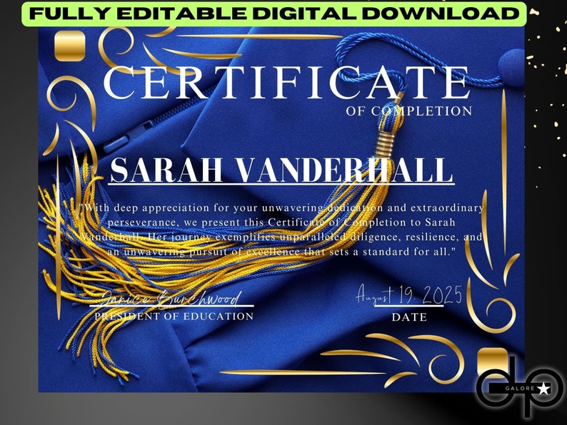 Editable Certificate of Completion, DIY Course Completion Template ...