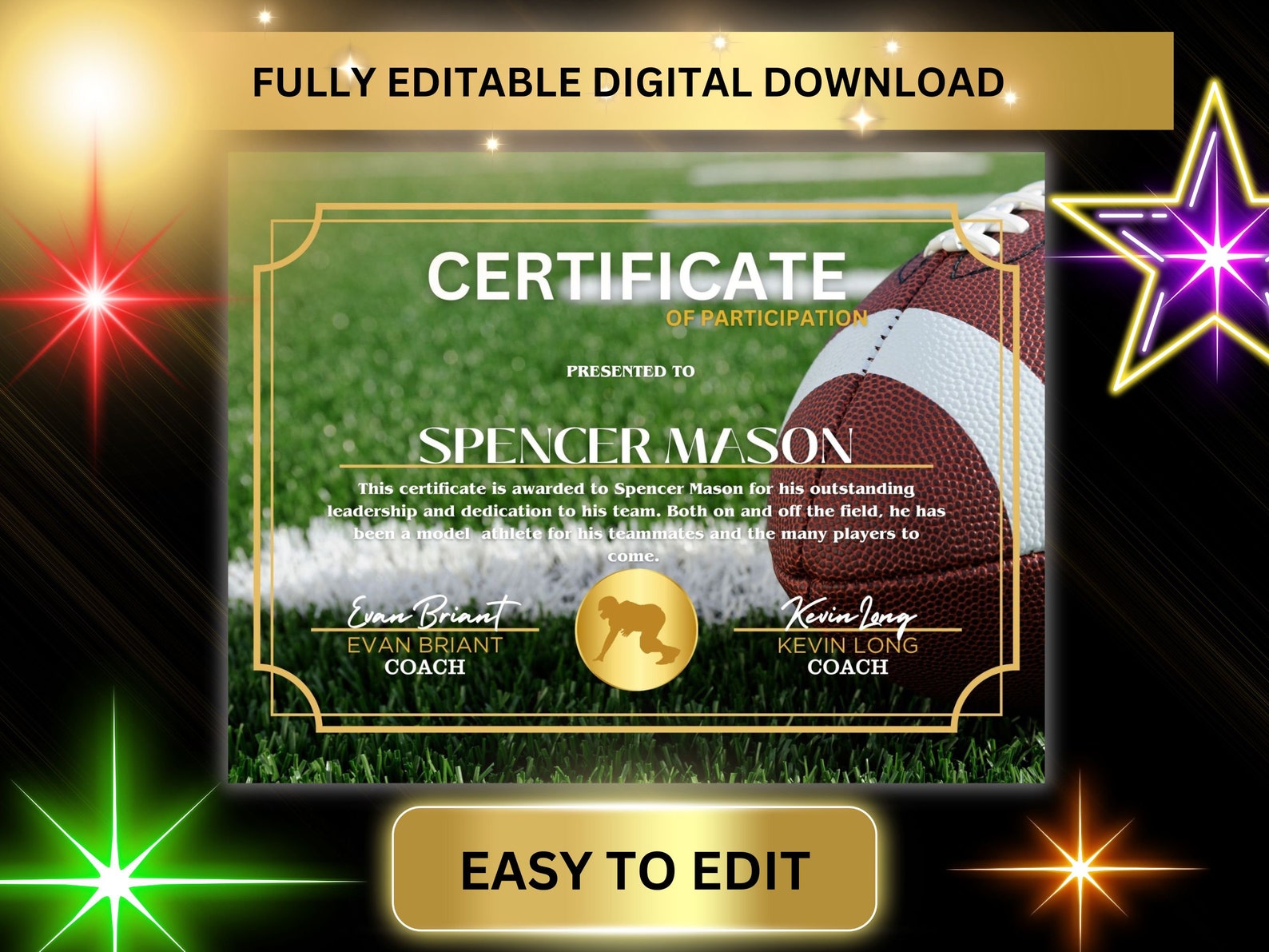 American Football Certificate, Printable Awards, Awards, Certificate ...