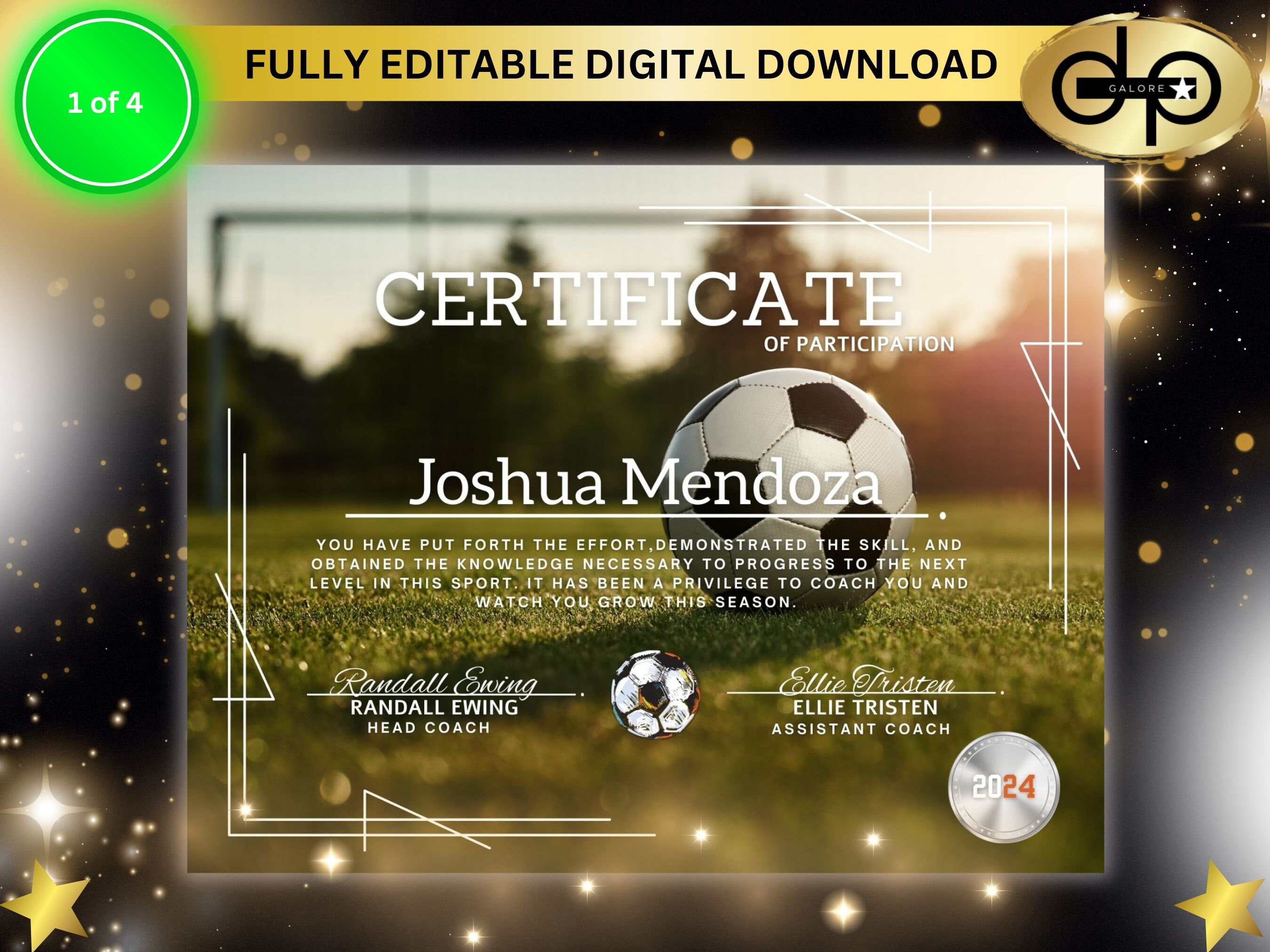 Editable Soccer Certificate, Soccer Award, Soccer Team Award, Canva ...