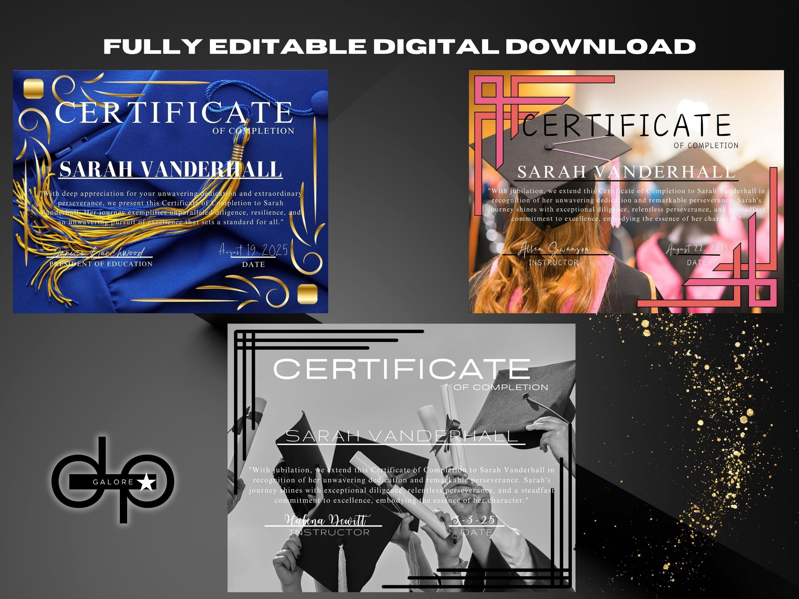 Editable Certificate of Completion, DIY Course Completion Template ...