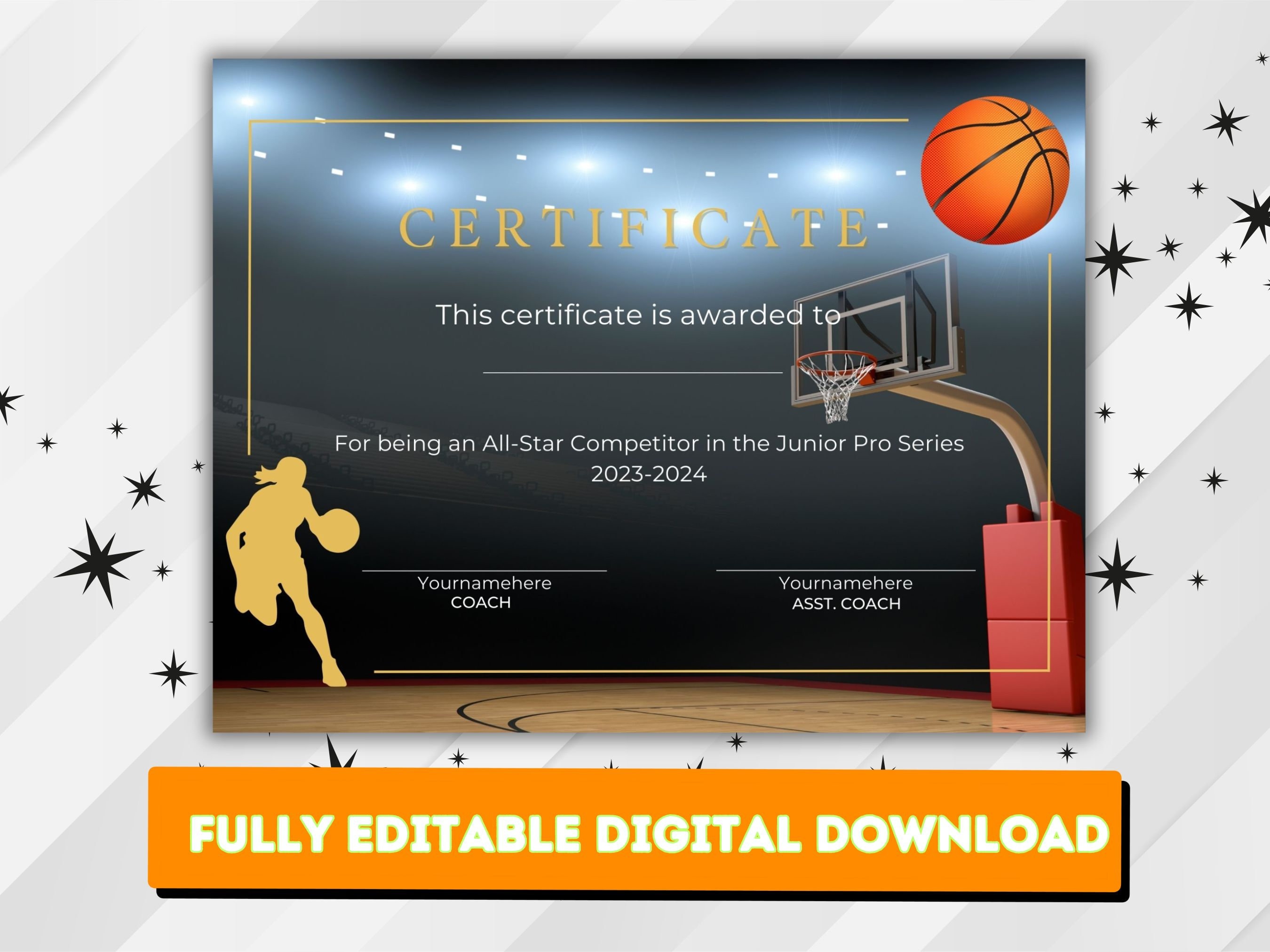 Certificate, Sports Certificate, Award, Editable, Digital Download ...