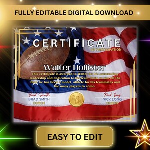 American Football Certificate, Printable Awards, Awards, Certificate ...