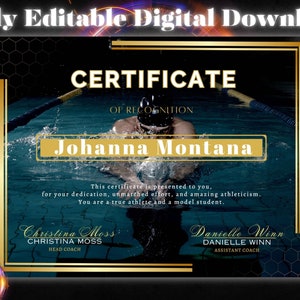 Editable Swim Team Award, Award, Certificates, Instant Download ...