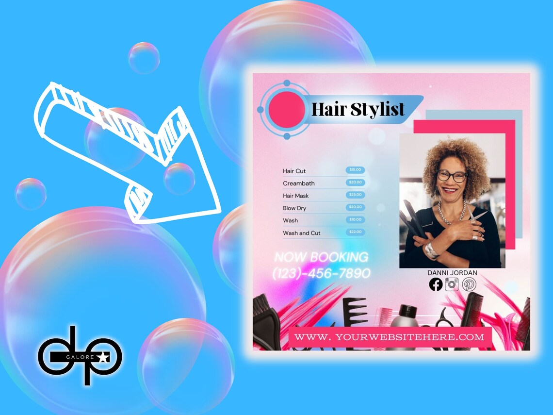 Hair Stylist Flyer Editable Digital Download Business Advertising ...