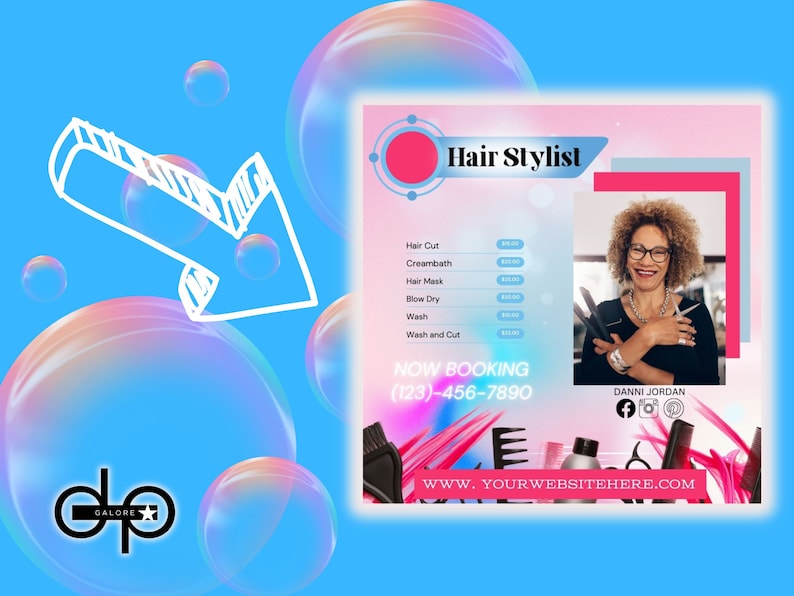 Hair Stylist Flyer Editable Digital Download Business Advertising ...