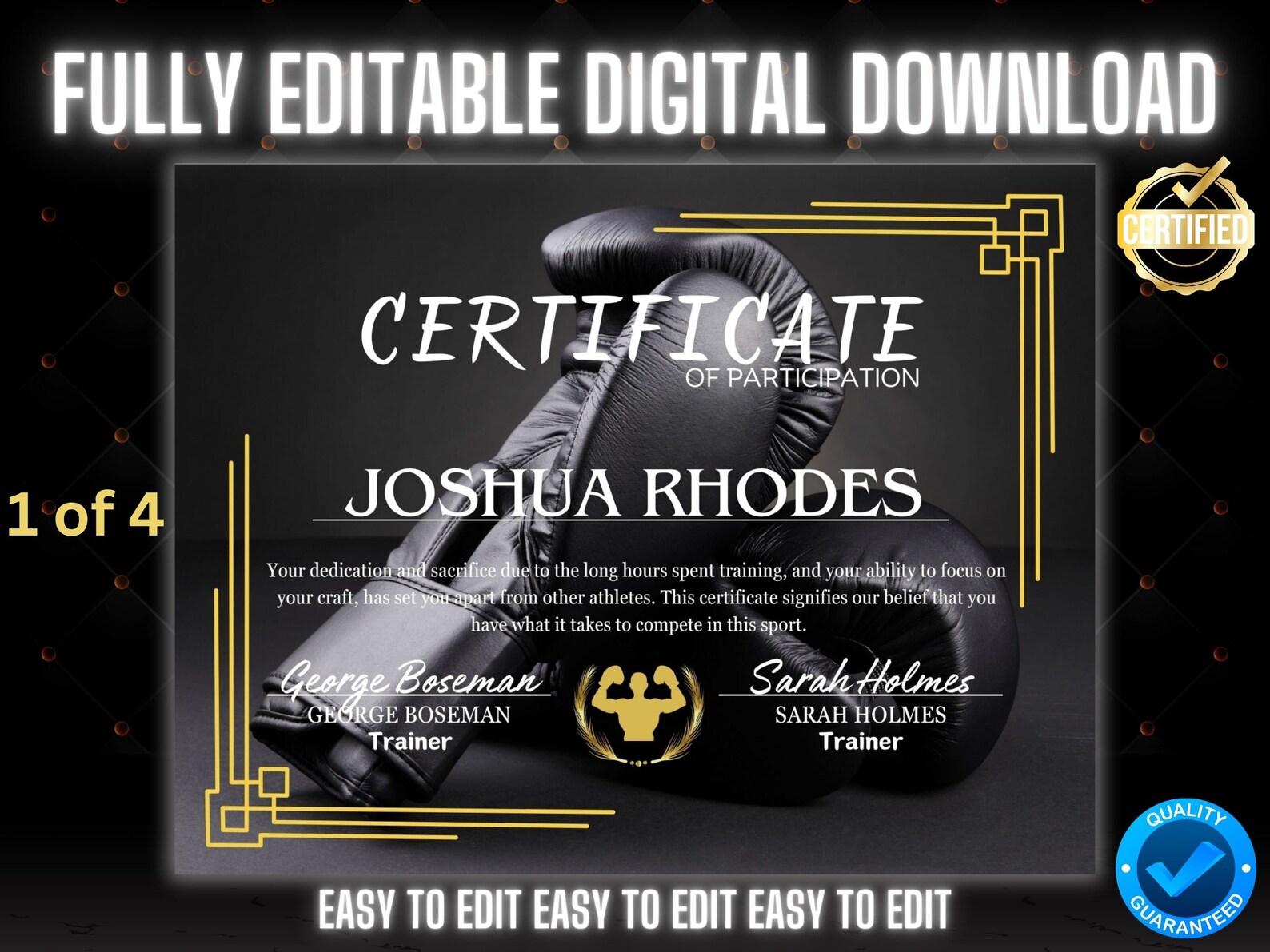 Instant Download Printable Boxing 8.5x11 Certificate, Boxing Award ...