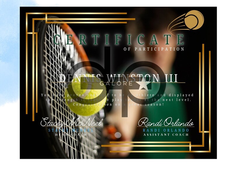 Tennis Certificate, Editable Tennis Certificate Award, Tennis Trophy ...