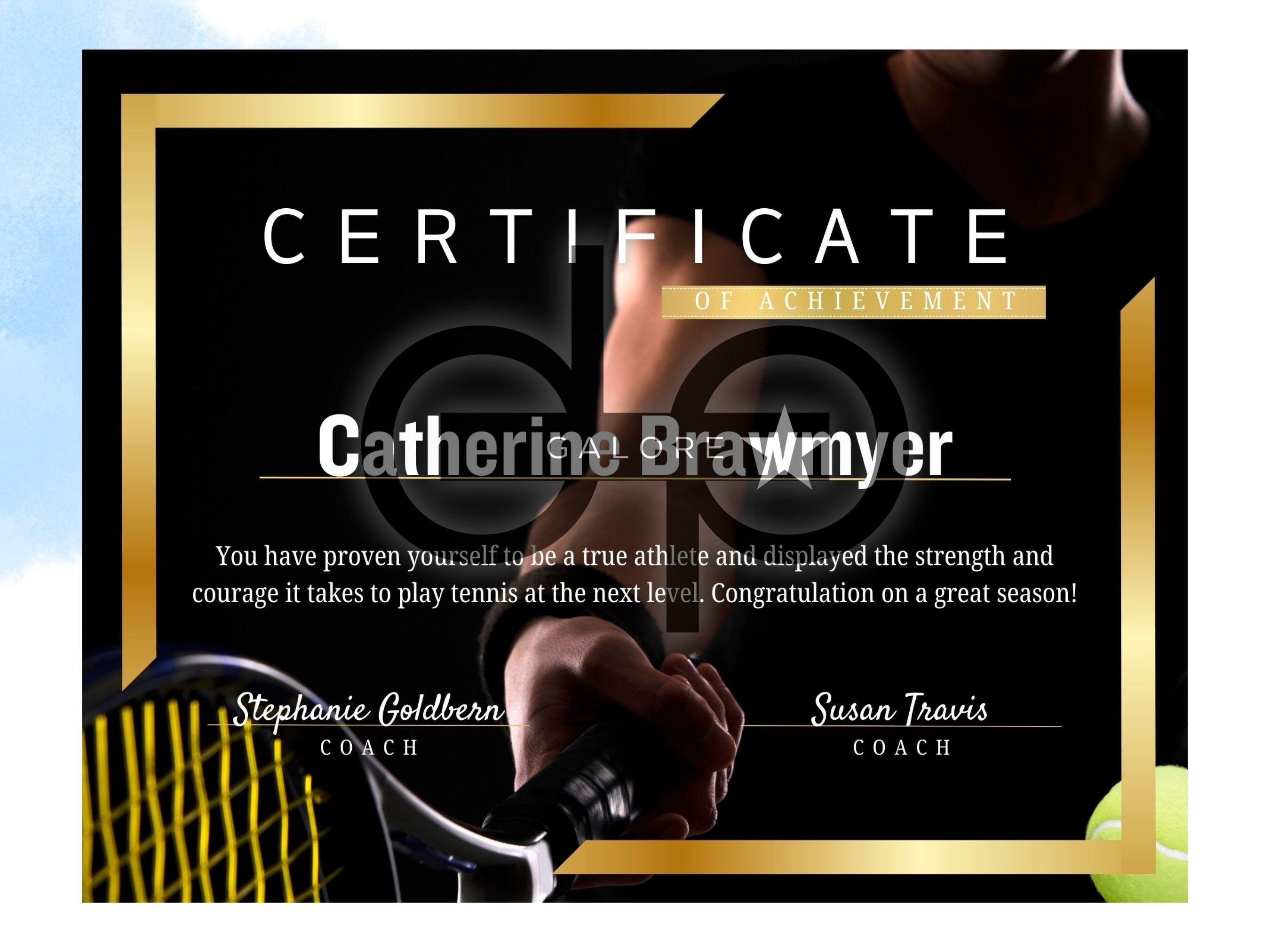 Tennis Certificate, Editable Tennis Certificate Award, Tennis Trophy ...