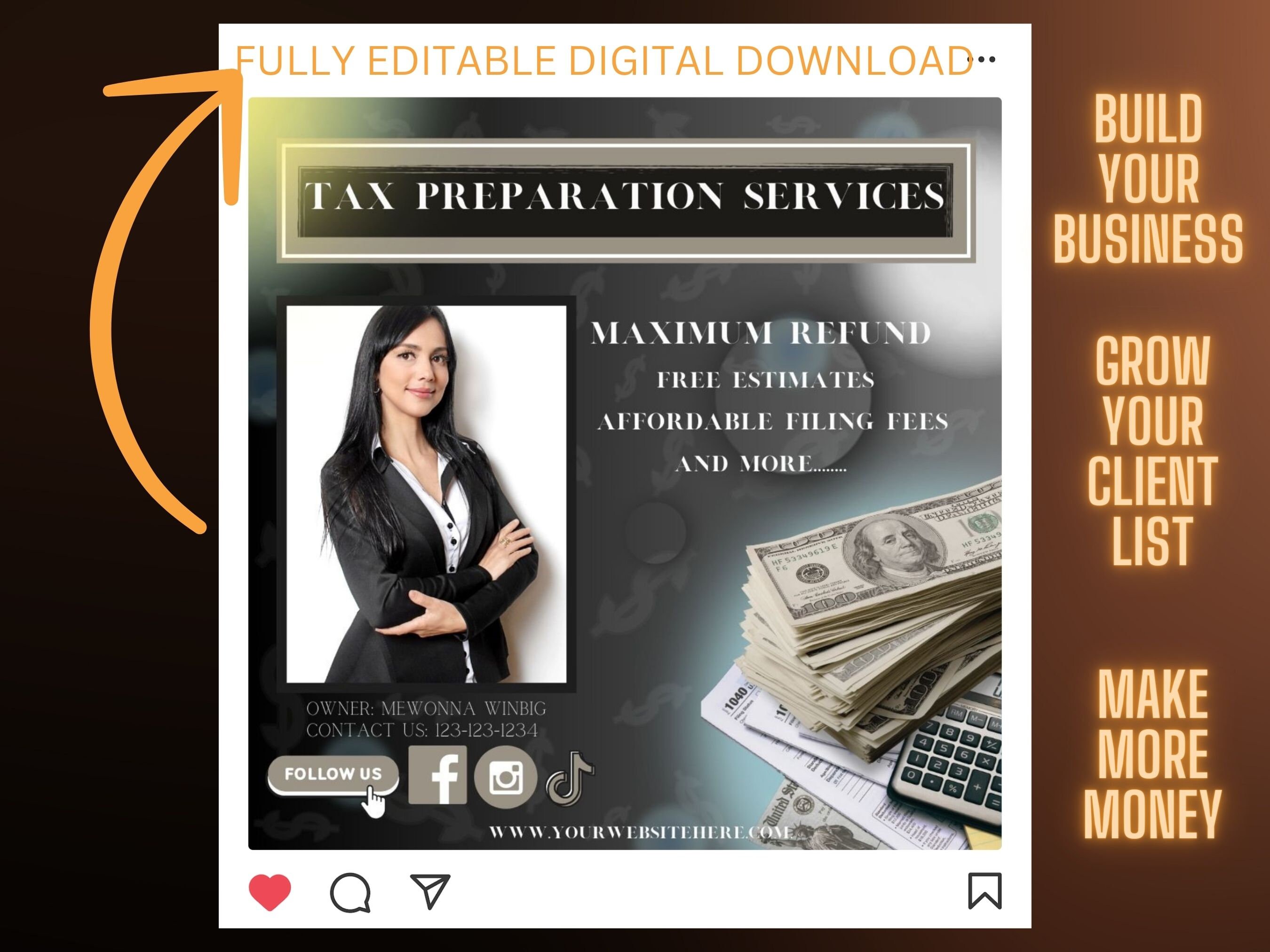Flyer Tax Season Flyer Tax Flyer Editable Flyer Tax Prep Service Flyer ...