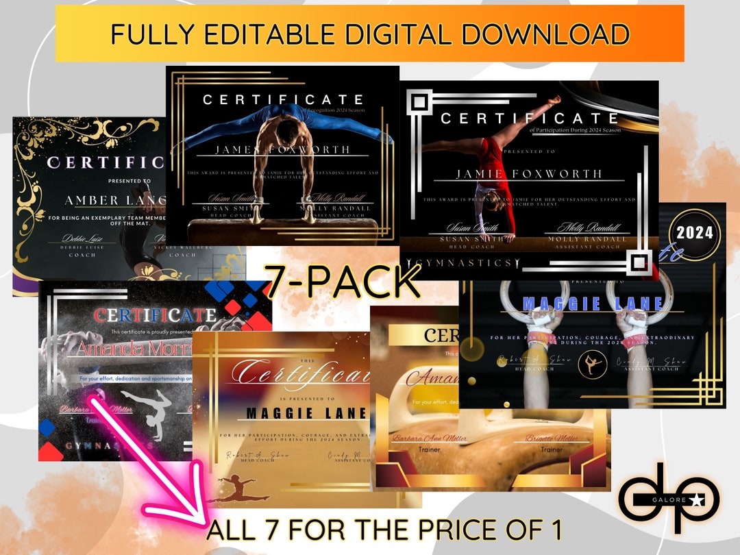 Editable Gymnastics Certificate, Gymnastics Trophy, Team Award ...