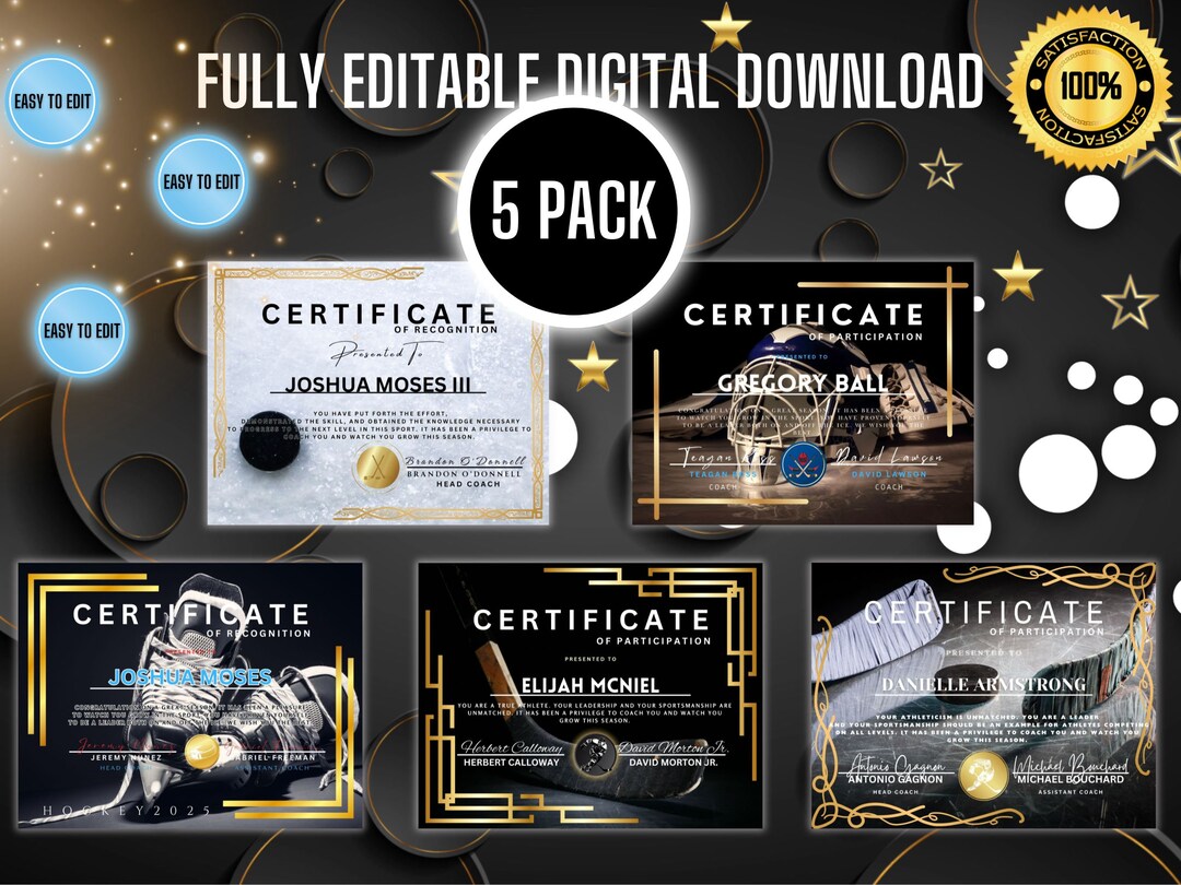 Printable Hockey Award, Hockey Certificate, Hockey Trophy, Award ...