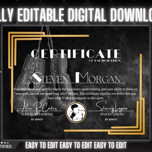 Instant Download Printable Boxing 8.5x11 Certificate, Boxing Award ...