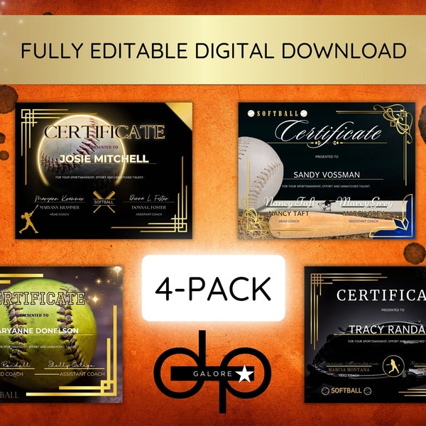 Softball Award Template - Etsy