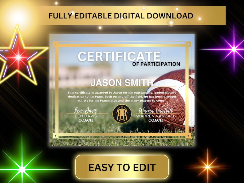 American Football Certificate, Printable Awards, Awards, Certificate ...