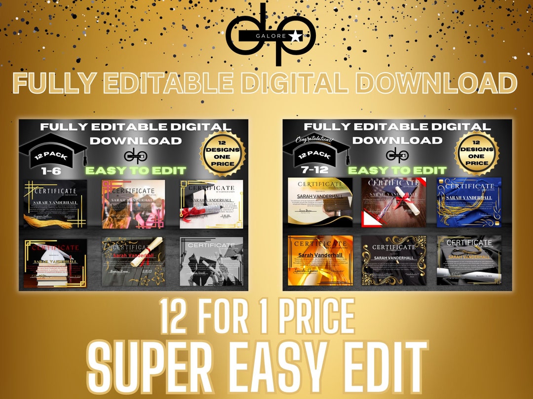 Editable Certificate of Completion, DIY Course Completion Template ...