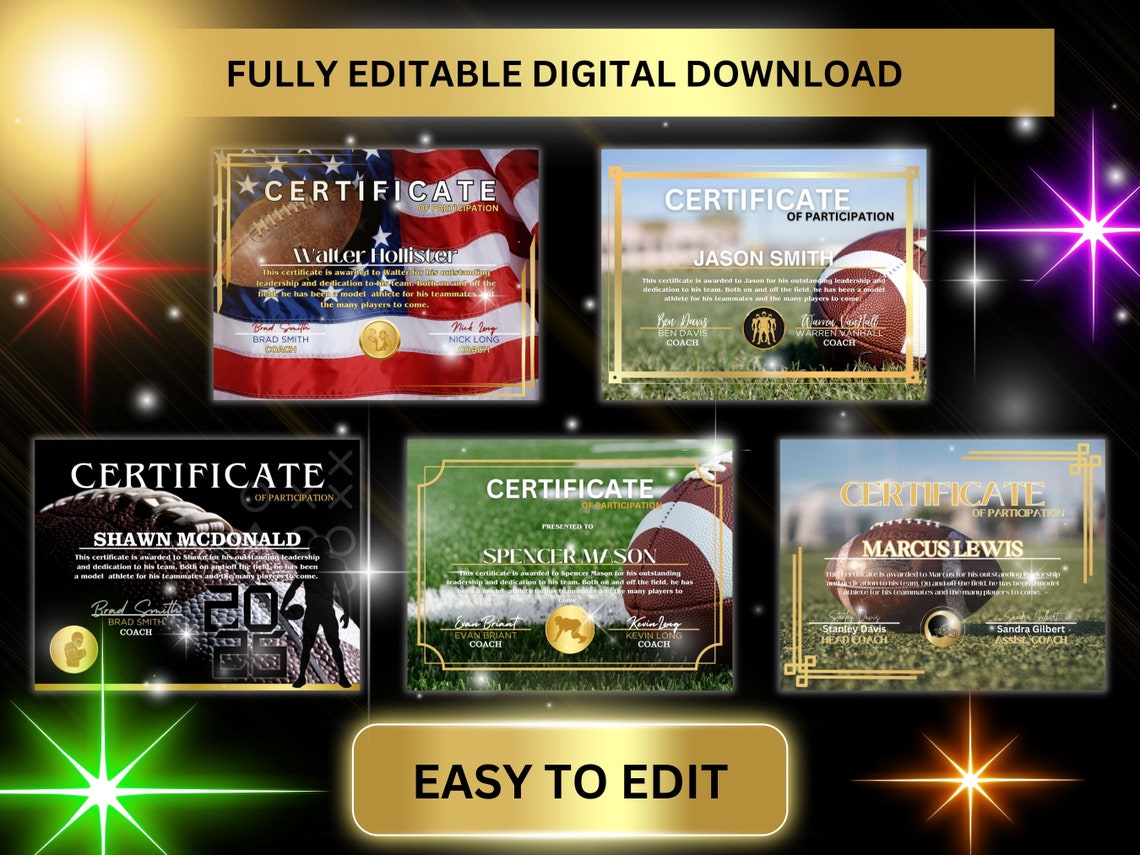 American Football Certificate, Printable Awards, Awards, Certificate ...