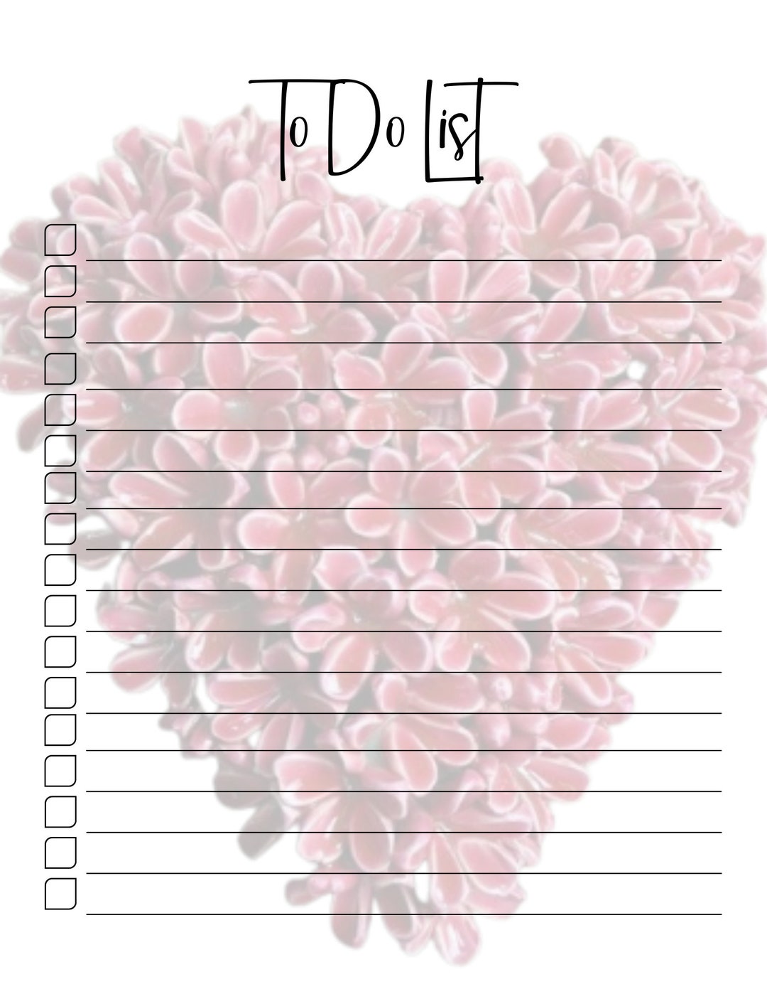 Heart Flower to Do List, Downloadable to Do List - Etsy