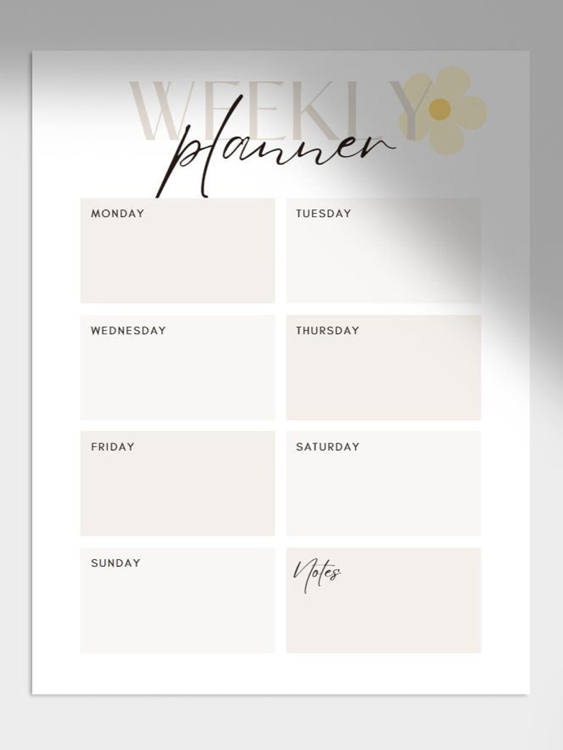 Minimalist Digital Weekly Planner, Downloadable Weekly Planner (sheet ...