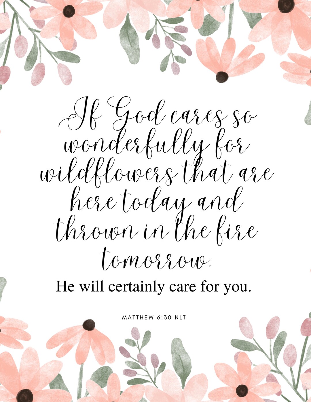 Bible Verse Prints, Digital Bible Verse Wall Art, If God Cares to ...
