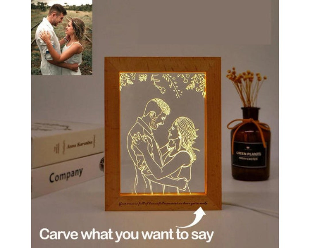 Personalized Line Drawing Custom One Line Drawing Custom Frame Lamp One ...