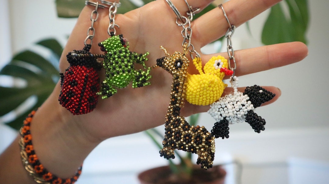 Beaded Keychains Artisan Beaded Keychain Animals - Etsy