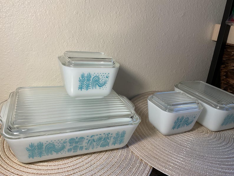 Pyrex Turquoise Amish Butterprint Refrigerator Boxes With Lids - Etsy