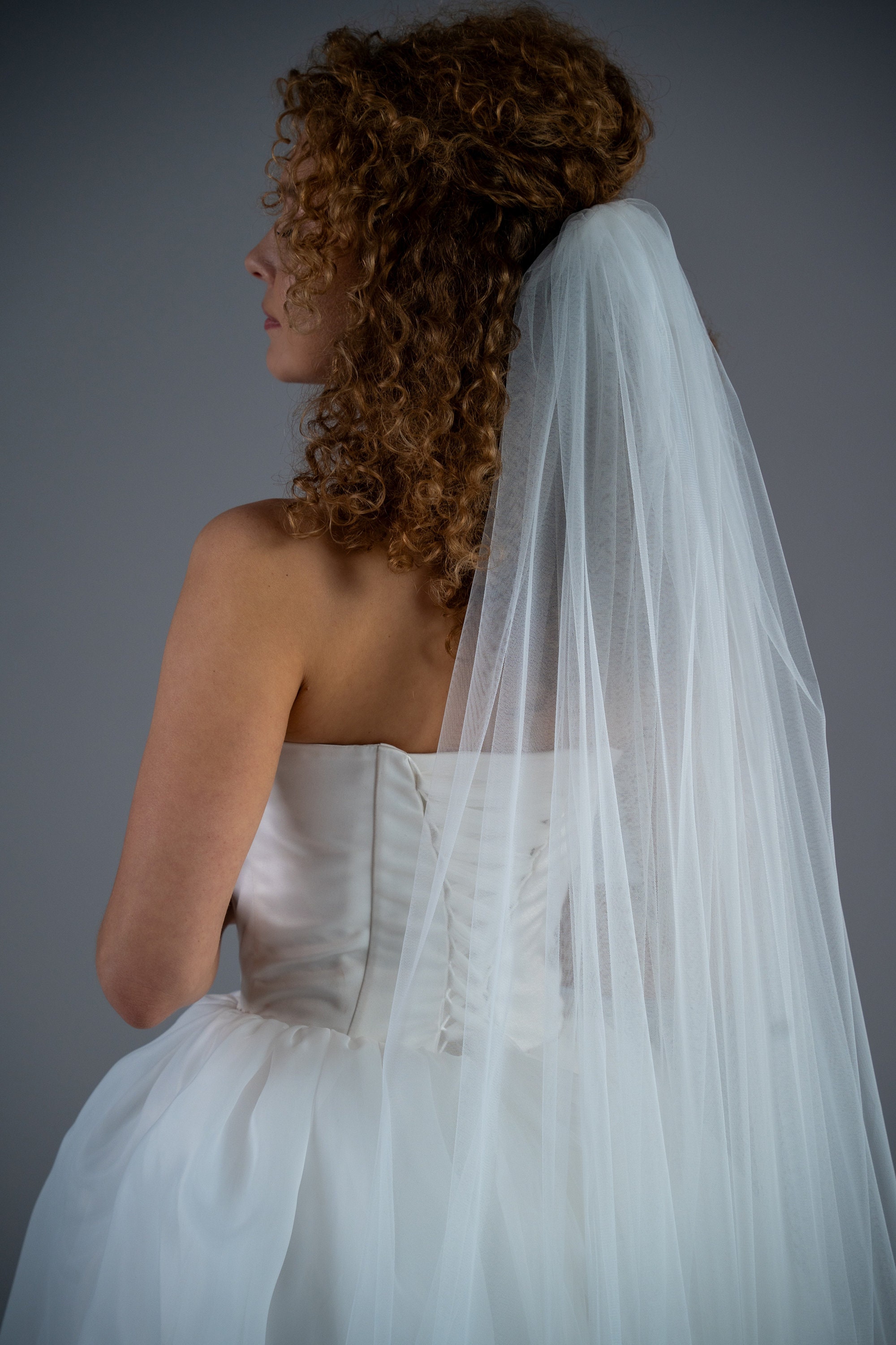 Sheer Simple One Tier Veil, Cathedral Veil, White Veil, Custom Veil, 1 ...
