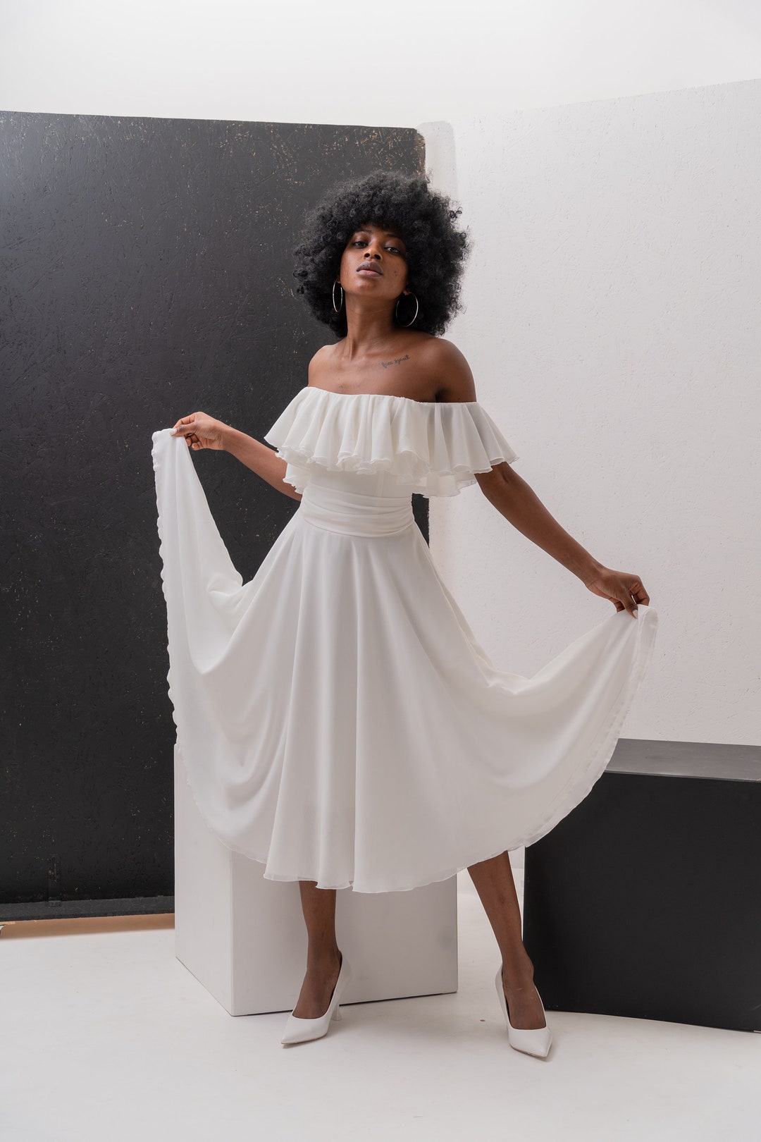 Chiffon Wedding Dressrustic Wedding Dresssexy Wedding Etsy