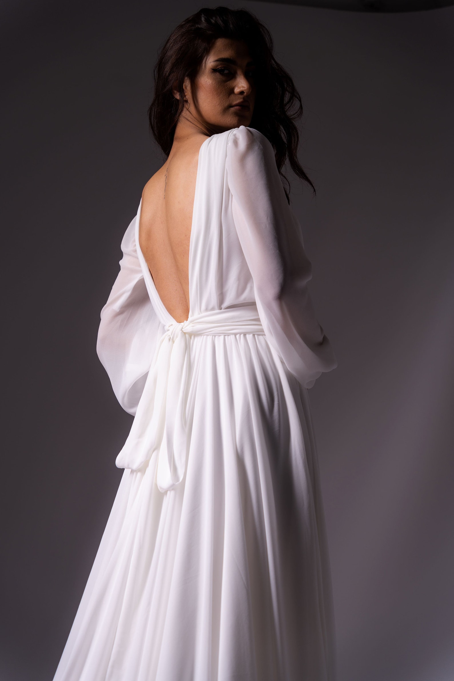 Long Sleeves Wedding Dress Open Back Wedding Dress Long - Etsy