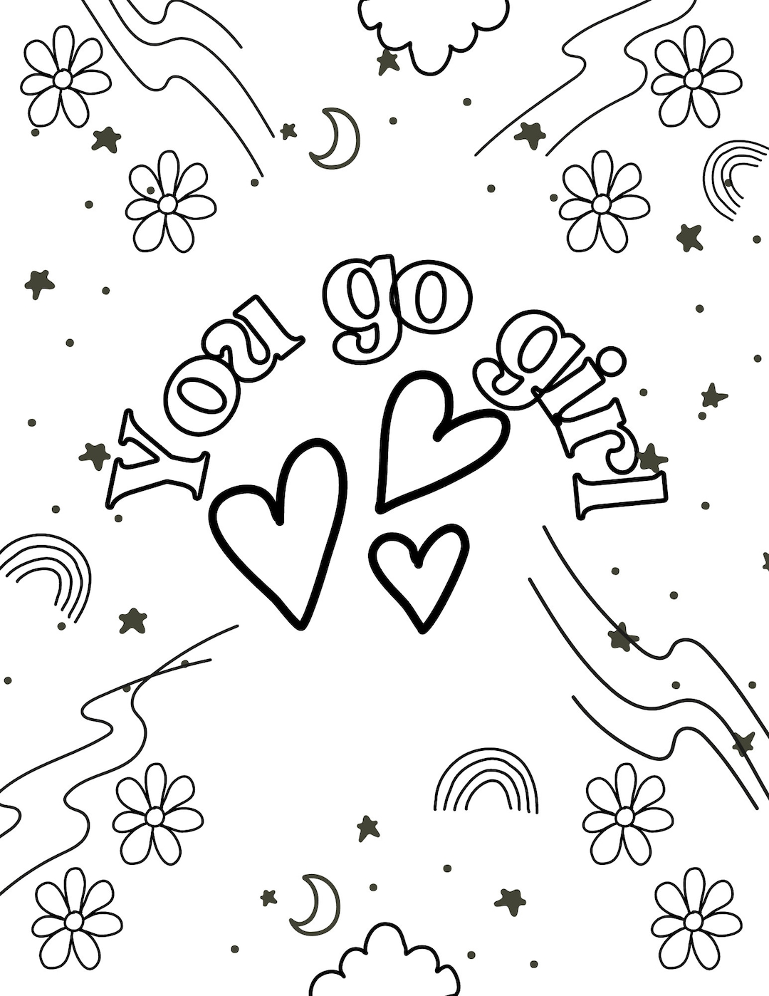Coloring Page Printable February Self Love Valentine's Day You Go Girl ...