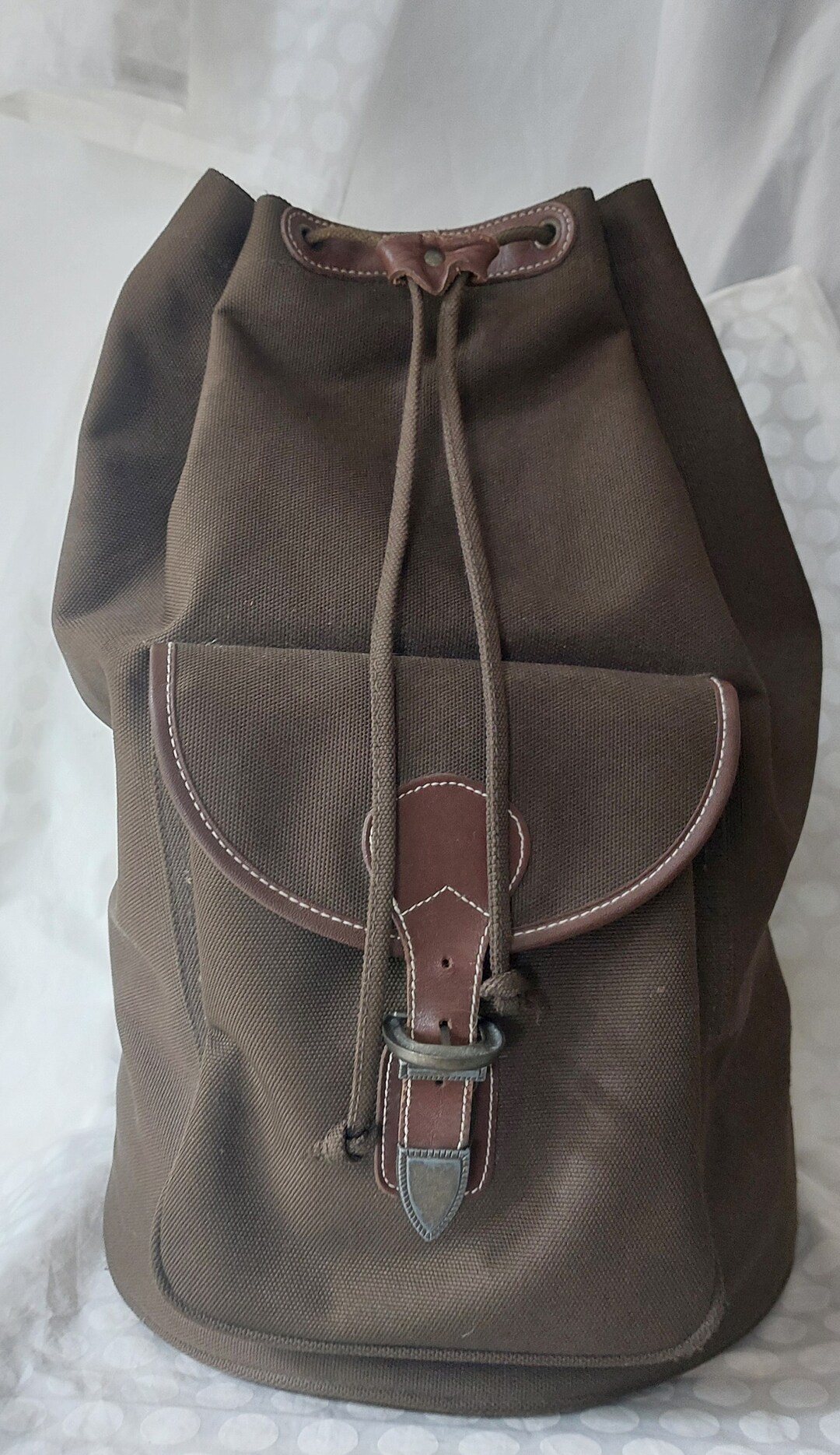 Vintage PIONEER TULA Barrel Canvas Leather Trim Large Workwear Rucksack ...
