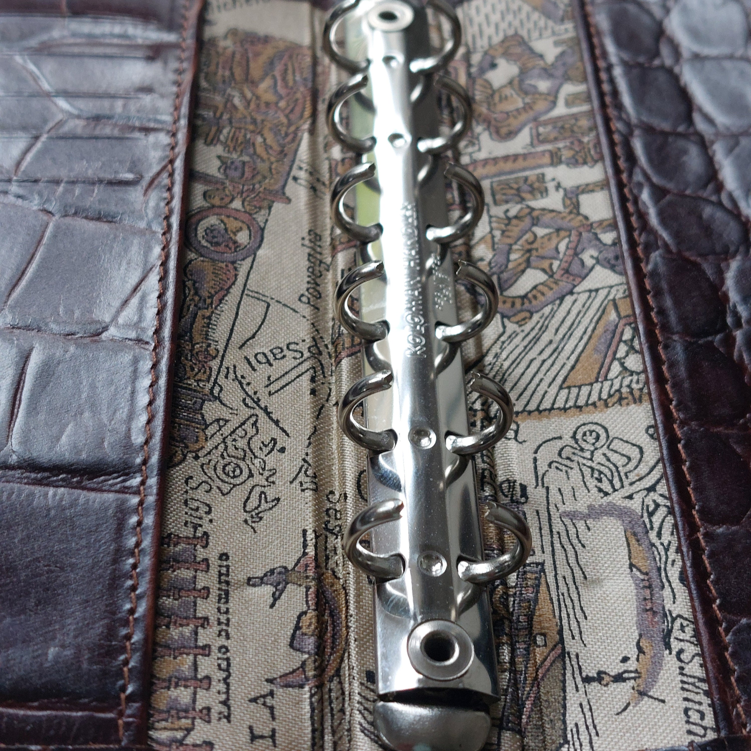 VTG Croc Embossed Leather Koloman Handler 7-ring Pocket Organizer ...