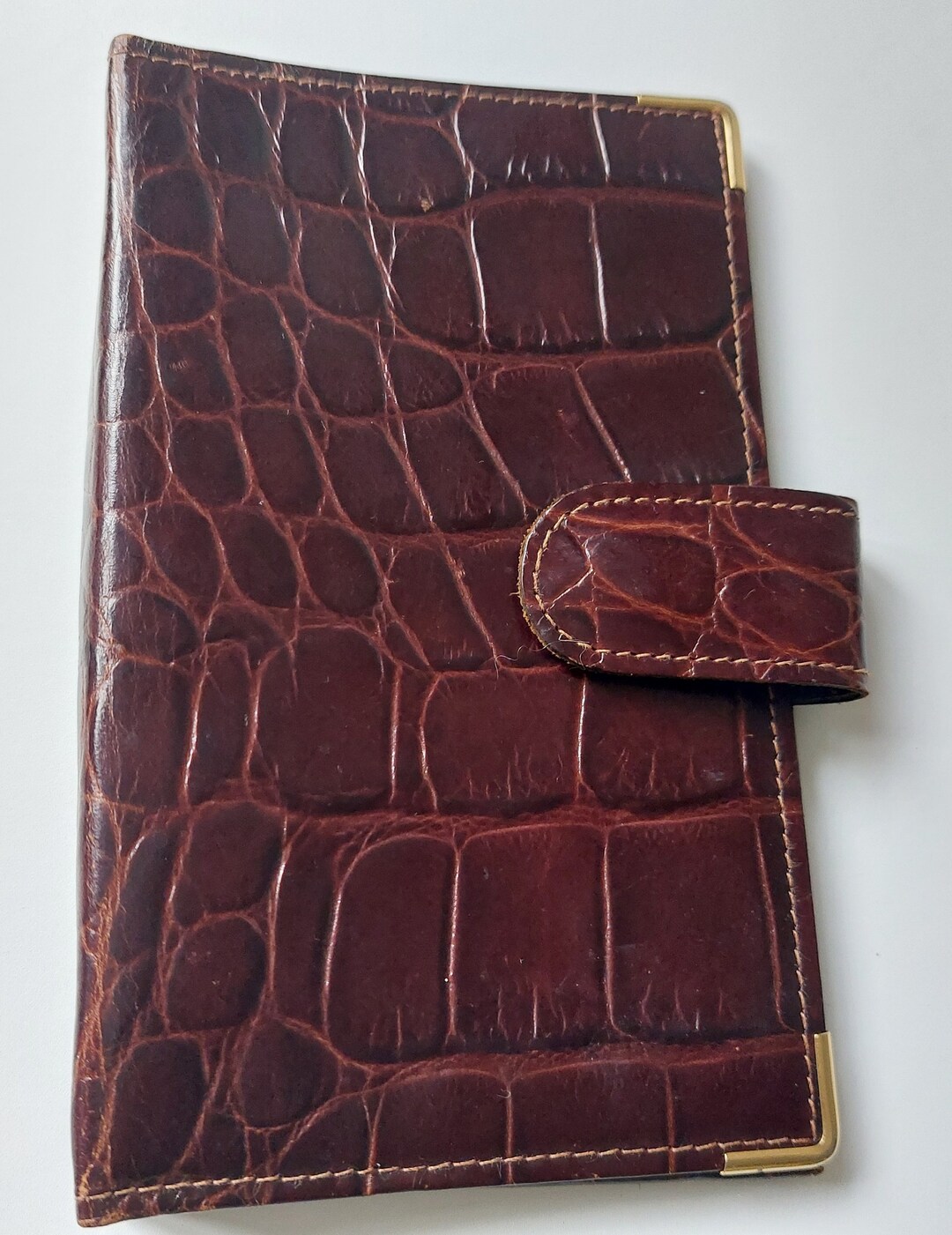 VTG Croc Embossed Leather Koloman Handler 6-ring Pocket Organizer ...